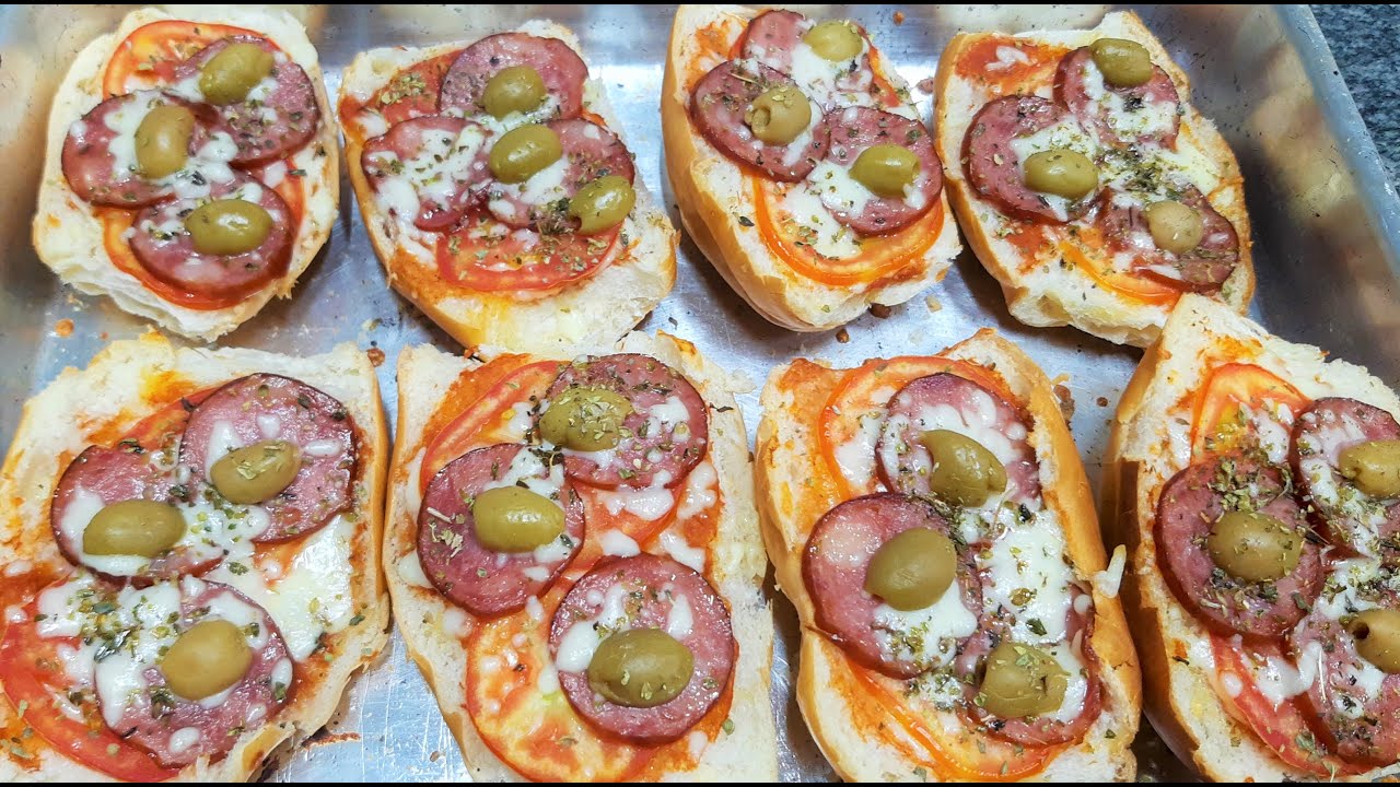 Pizza de pão francês receita fácil demais pra fazer quando tem fome