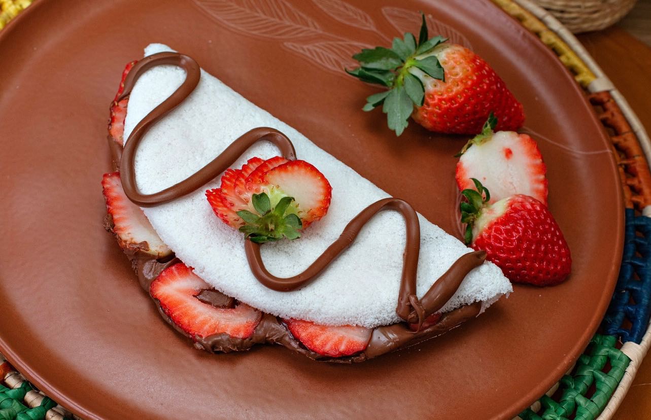 Essa tapioca de nutella com morango é espetacular