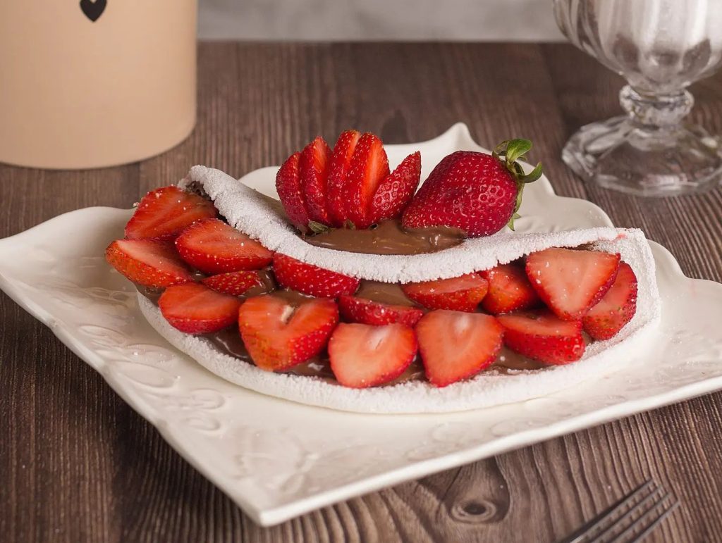 Essa tapioca de nutella com morango é espetacular