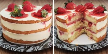 Bolo de frutas vermelhas com mousse de limão tem receita simples