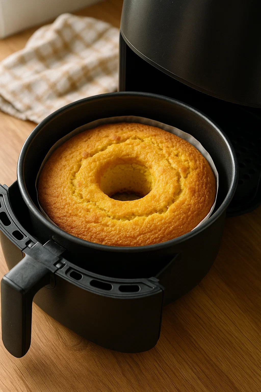 Bolo de milho na airfryer surpreende: 1 detalhe deixa a massa mais alta e macia