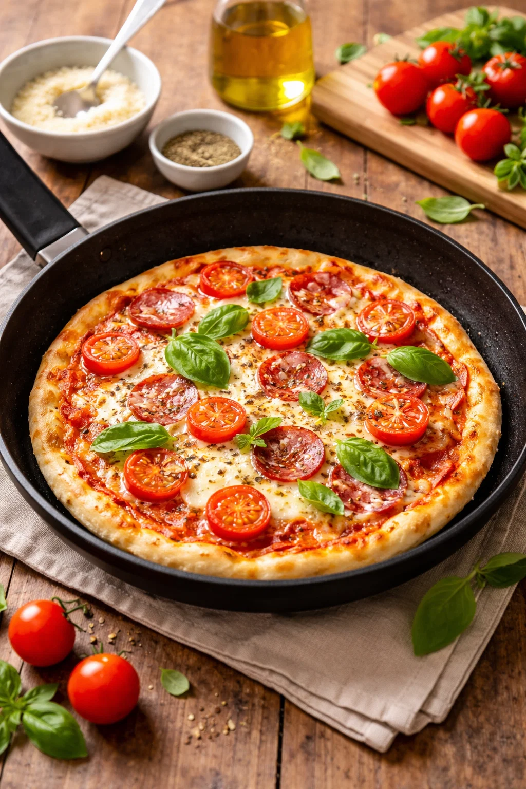 Receita de Pizza em 5 minutos sem forno e com poucos ingredientes